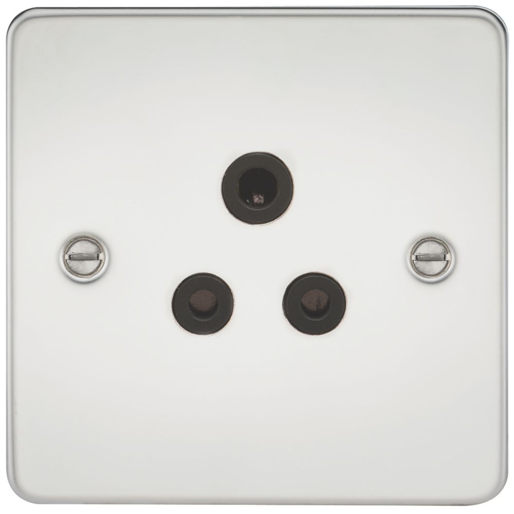 Knightsbridge 5A 1-Gang Unswitched Socket Polished Chrome with Black ...