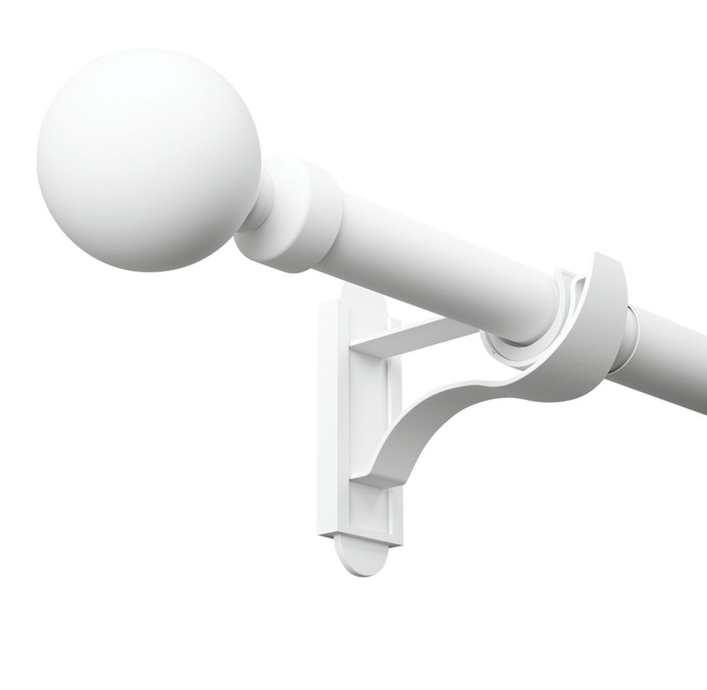 Rothley Matt White Extendable Curtain Pole with Orb Finials 28mm x 71 ...