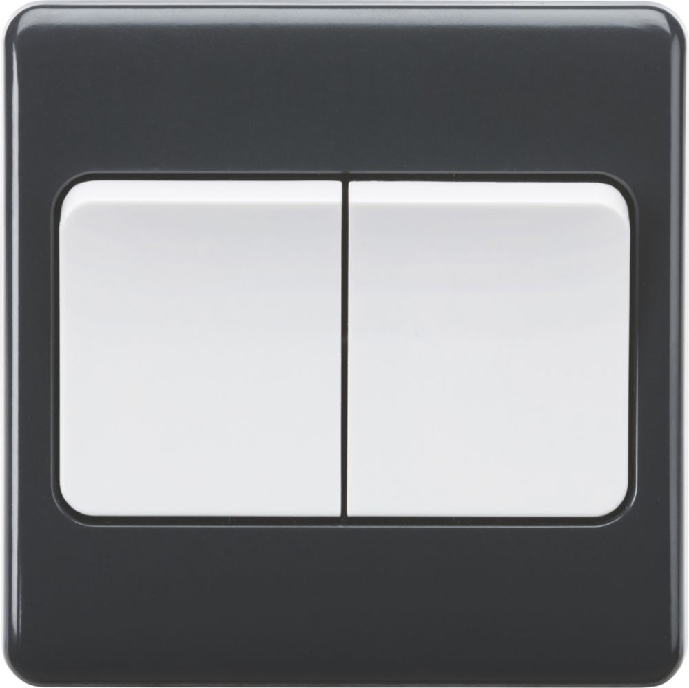 Knightsbridge Part M 10AX 2-Gang 2-Way Light Switch Anthracite - Screwfix