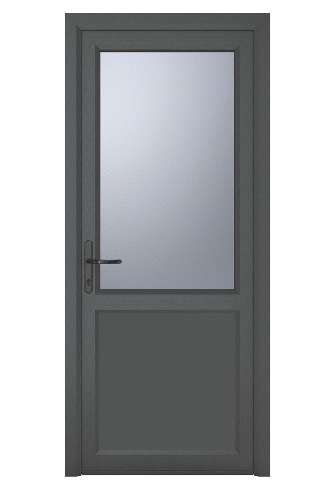 Crystal 1-Panel 1-Obscure Light Right-Handed Anthracite Grey uPVC Back ...