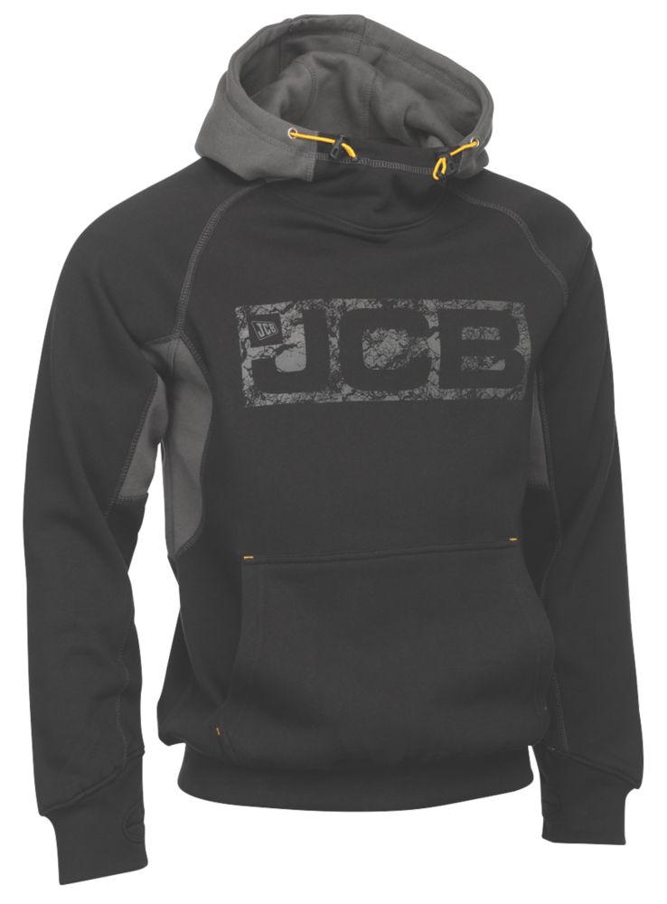 JCB Horton Hoodie Black/Grey X Large 46-48" Chest - Screwfix