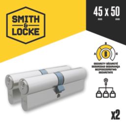 Smith & Locke 1 Star 6-Pin Euro Double Cylinder Locks 45-50 (95mm ...