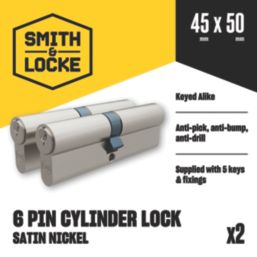 Smith & Locke 1 Star 6-Pin Euro Double Cylinder Locks 45-50 (95mm ...