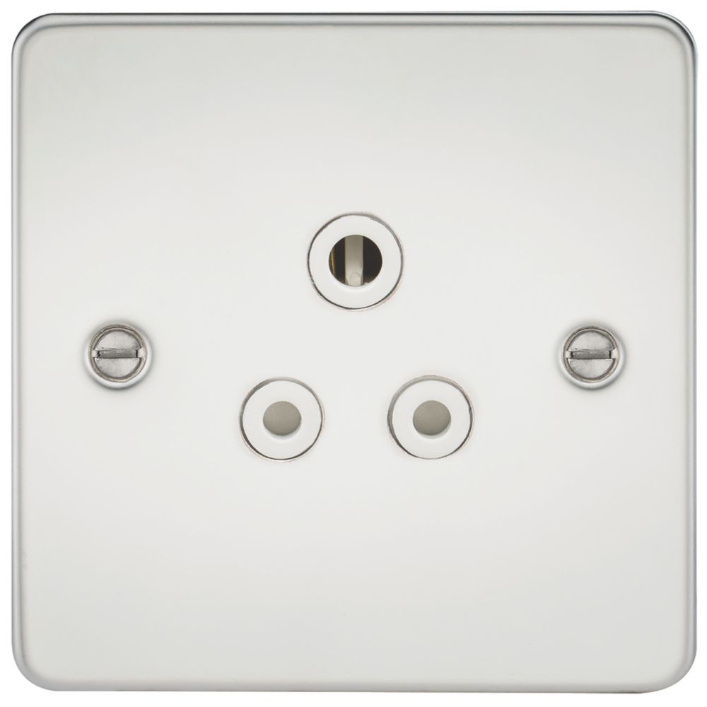 Knightsbridge 5A 1-Gang Unswitched Socket Polished Chrome with White ...