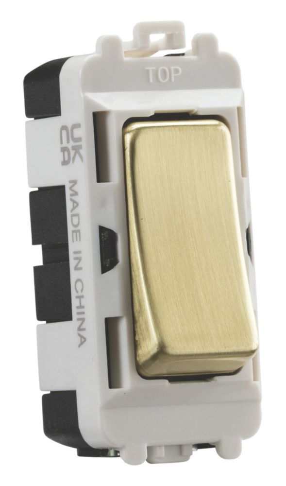 Knightsbridge 20AX Grid SP Control Switch Brushed Brass - Screwfix