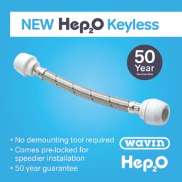 Hep2O Push-Fit Keyless Flexi Tap Connector 22mm x 22mm x 300mm 2 Pack ...
