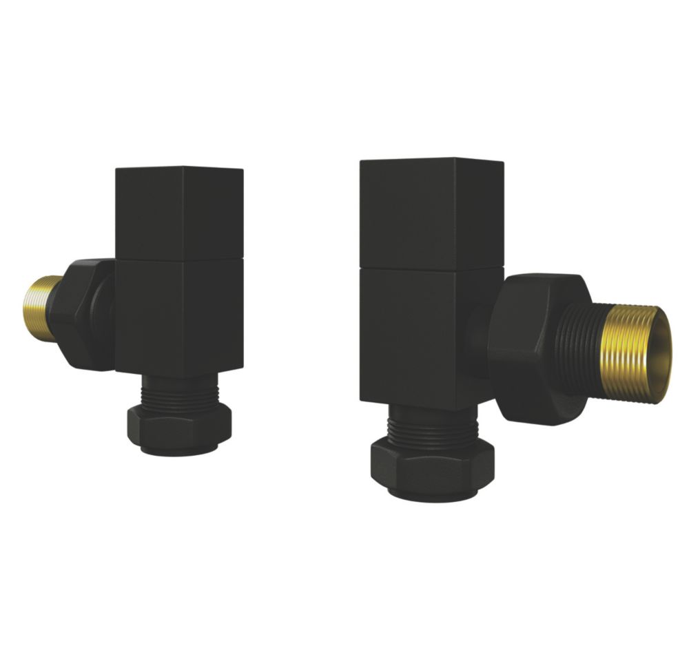 ETAL Swelt 15mm x 1/2" Matt Black Angled Designer Manual Radiator Valve ...