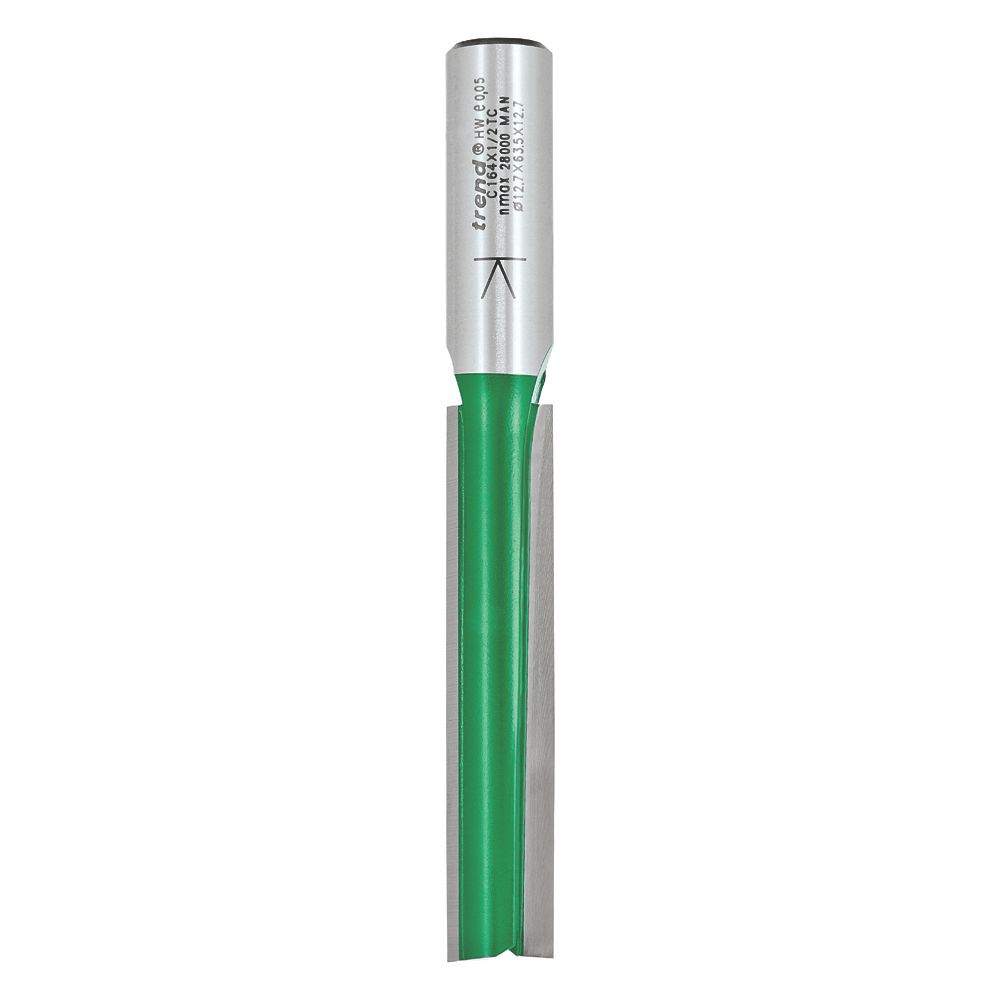 Trend C164X1 2TC 1 2 Shank Double Flute Straight Worktop Router Cutter 12.7mm x 63mm Screwfix