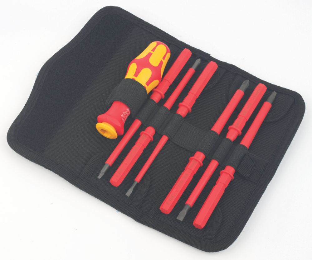 Wera Kraftform Kompakt 7 Mixed Interchangeable VDE Screwdriver Set 7 Pieces - Screwfix