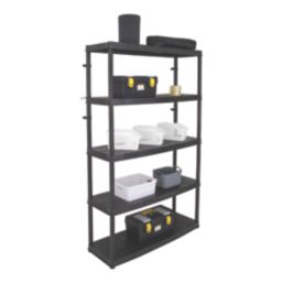 Essentials 5-Tier Plastic Garage Shelving Unit 1200mm x 400mm x 1850mm ...