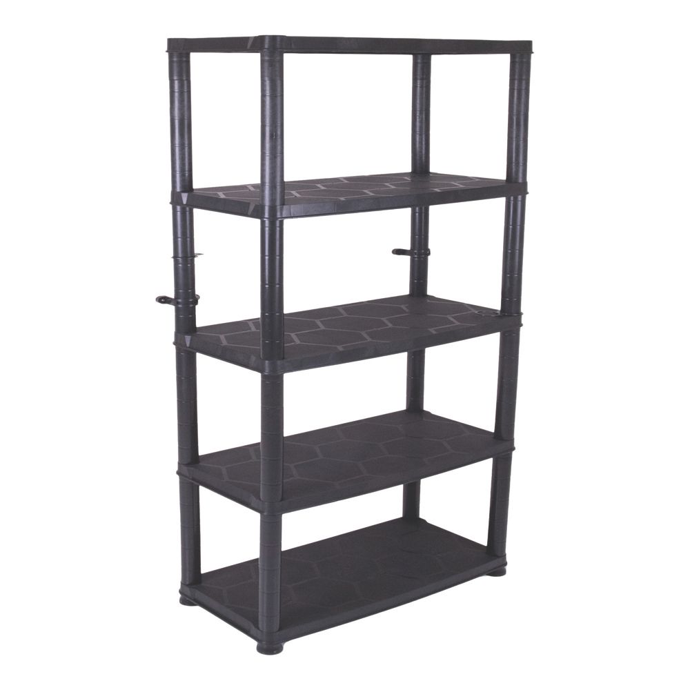 Essentials 5-Tier Plastic Garage Shelving Unit 1200mm x 400mm x 1850mm ...