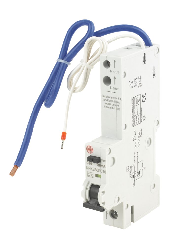 Wylex 10A 30mA Type A SP C Curve RCBO - Screwfix