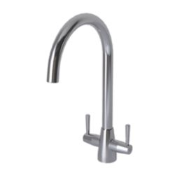 ETAL Wick Twin Lever Kitchen Mixer Tap Polished Chrome - Screwfix