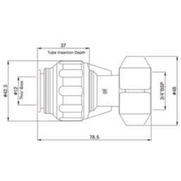 Flomasta Plastic Push-Fit Straight Tap Connectors 22mm x 3/4" 2 Pack ...
