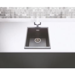Carysil EN340-BK 1 Bowl Granite Composite Kitchen Sink Black 370mm x ...