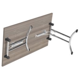 TC Group One Union Rectangular Folding Table Grey Oak/Chrome 1200mm x ...