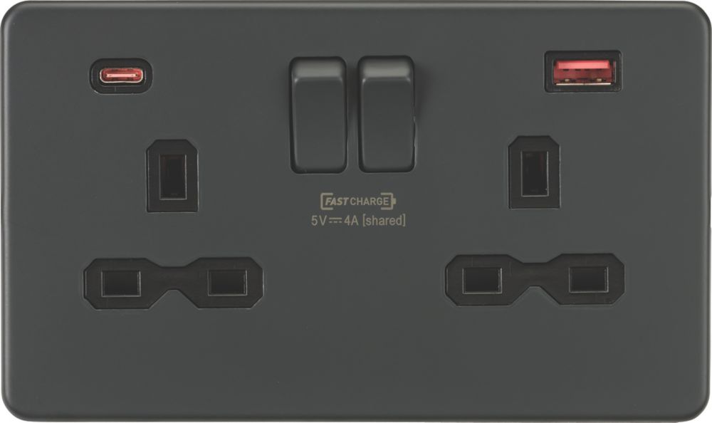Knightsbridge 13A 2-Gang DP Switched Socket + 4.0A 18W 2-Outlet Type A ... Knightsbridge 13A 2-Gang DP Switched Socket + 4.0A 18W 2-Outlet Type A ...