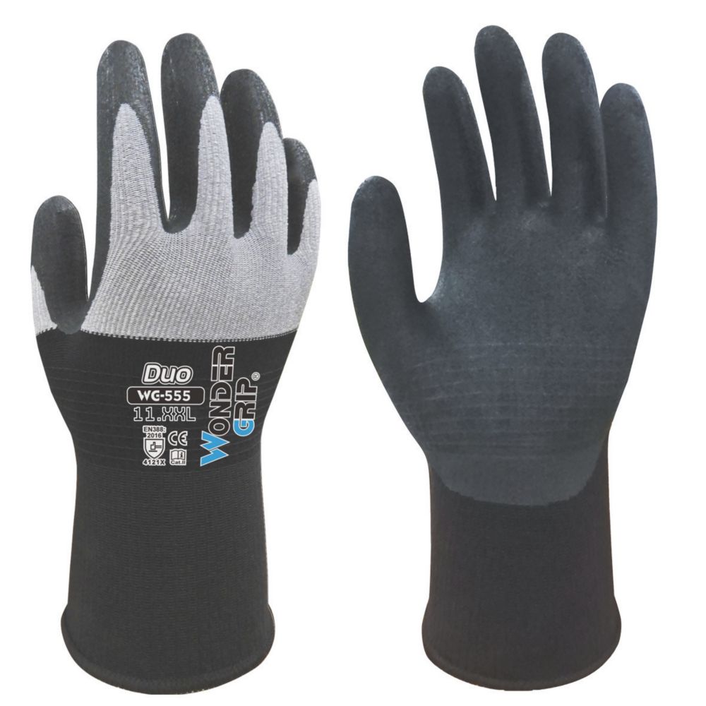 Wonder Grip WG-555 Duo Gloves Black/White 2X Large - Screwfix