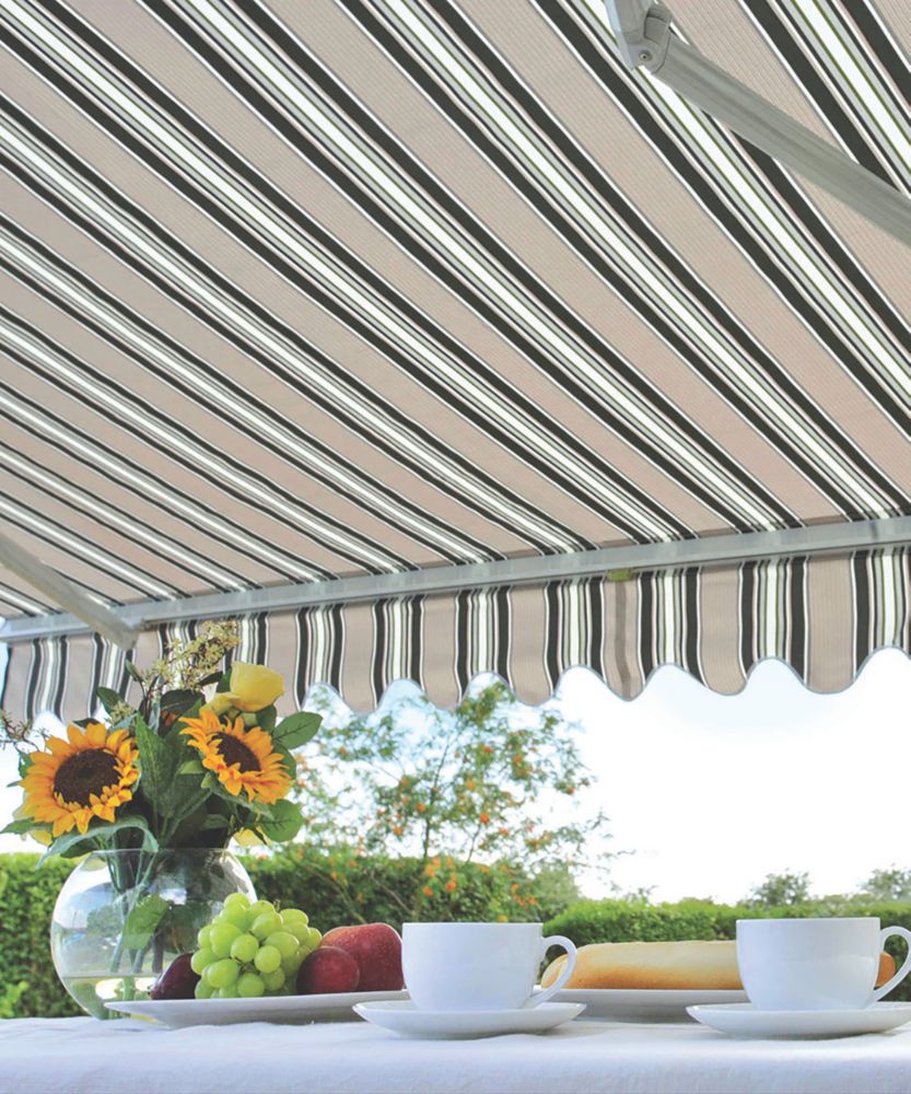 Greenhurst Ascot Extendable Patio Awning Green Beige 2.5m x 2m Screwfix