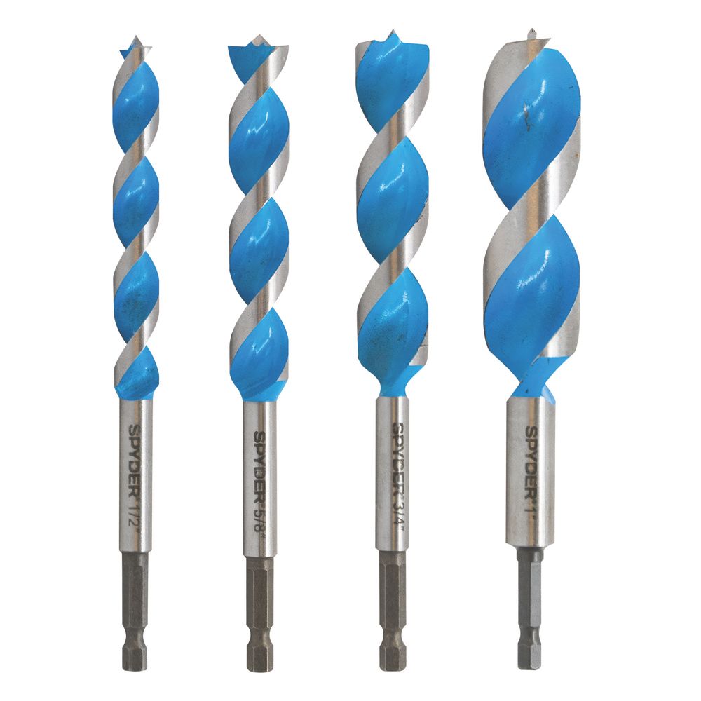 Spyder Stinger Hex Shank Double-Flute Auger Wood Drill Bit Set 4 Pieces ...