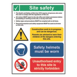 Essentials "Site Safety" Notice Sign 400mm x 300mm - Screwfix