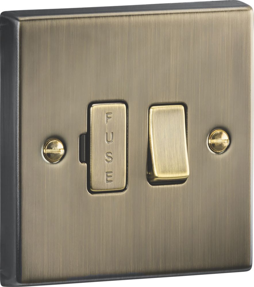Knightsbridge 13A Switched Fused Spur Antique Brass - Screwfix