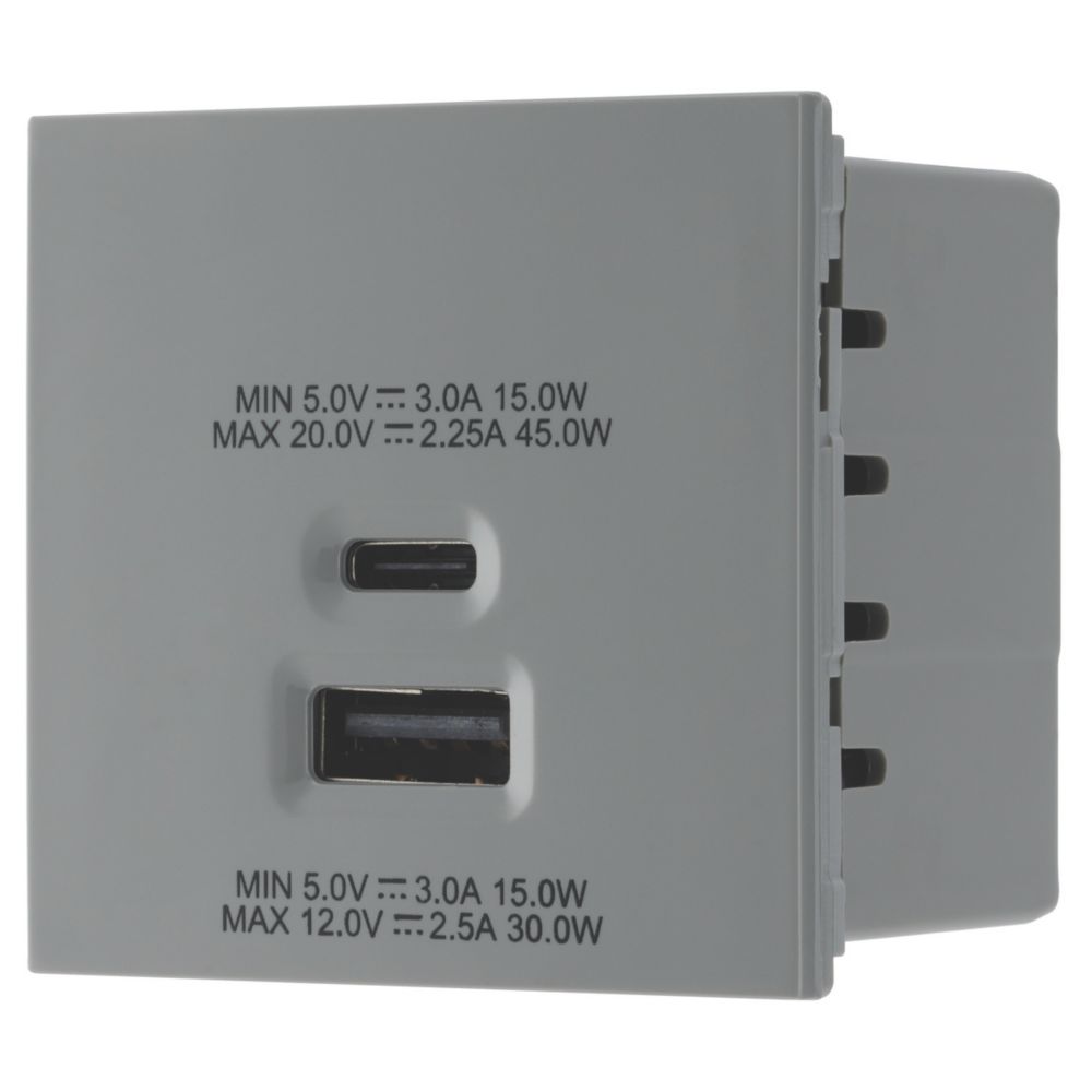 British General Euro Module Modular 3A 45W 2-Outlet Type A & C USB ...
