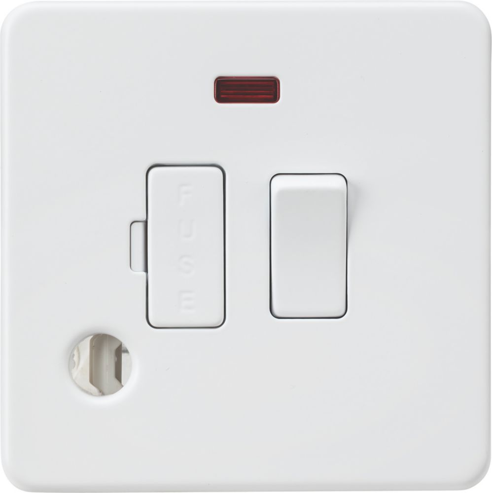 Knightsbridge 13A Switched Fused Spur & Flex Outlet with LED Matt White ... Knightsbridge 13A Switched Fused Spur & Flex Outlet with LED Matt White ...