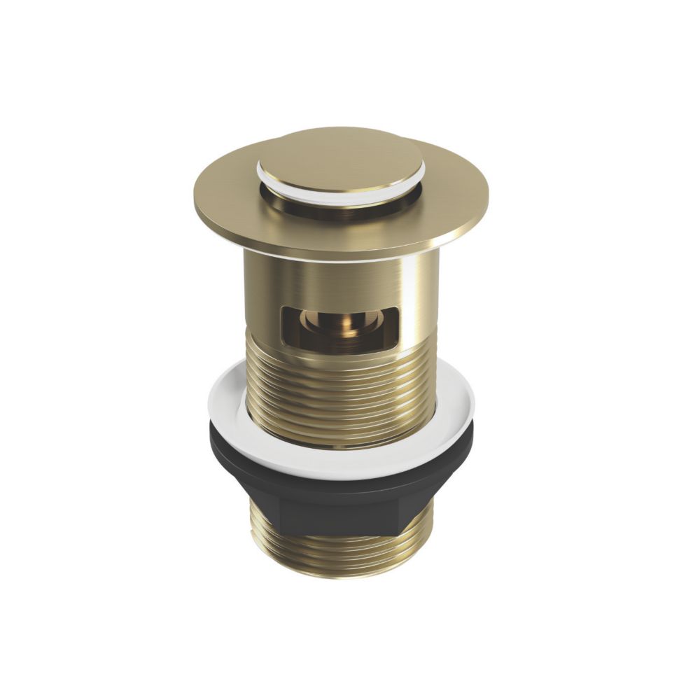 ETAL Slotted Push Button Basin Waste Brushed Brass 60mm - Screwfix