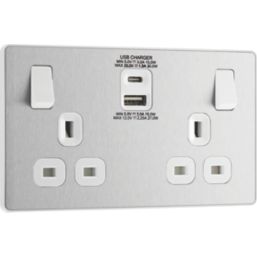 British General Evolve 13A 2-Gang SP Switched Socket + 3A 2-Outlet Type ...