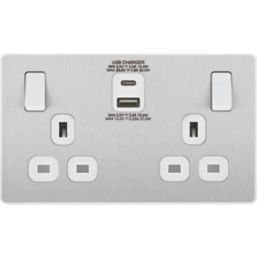 British General Evolve 13A 2-Gang SP Switched Socket + 3A 2-Outlet Type ...