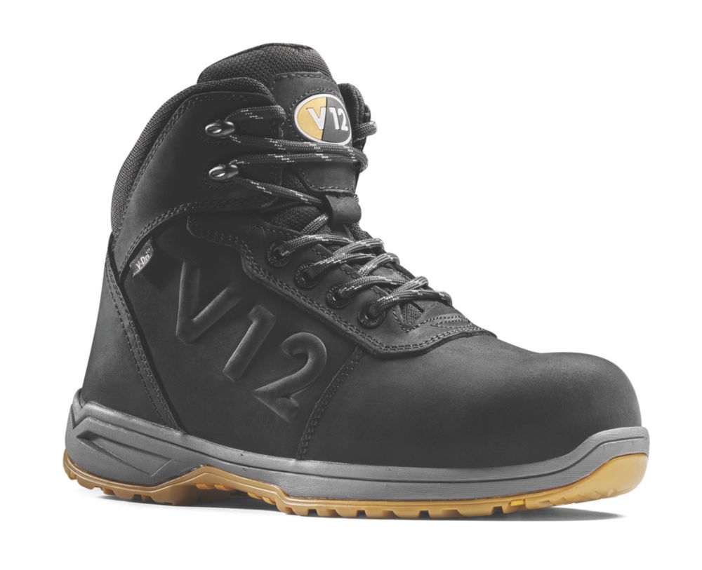 V12 Footwear Lynx Size 2 Womens Black Waterproof Safety Boots - Screwfix