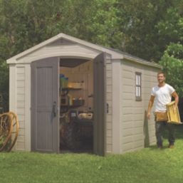 Keter Factor 8' x 10' 6" (Nominal) Apex Resin Shed Brown - Screwfix