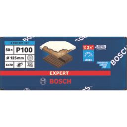 Bosch Expert C470 100 Grit 40-Hole Punched Wood Sanding Discs 125mm 50 ...