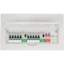 British General Fortress 16-Module 10-Way Populated High Integrity Dual RCD Consumer Unit - Screwfix