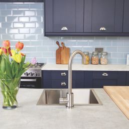 ETAL Tivoli Single Lever Kitchen Mixer Tap Brushed Steel Finish - Screwfix