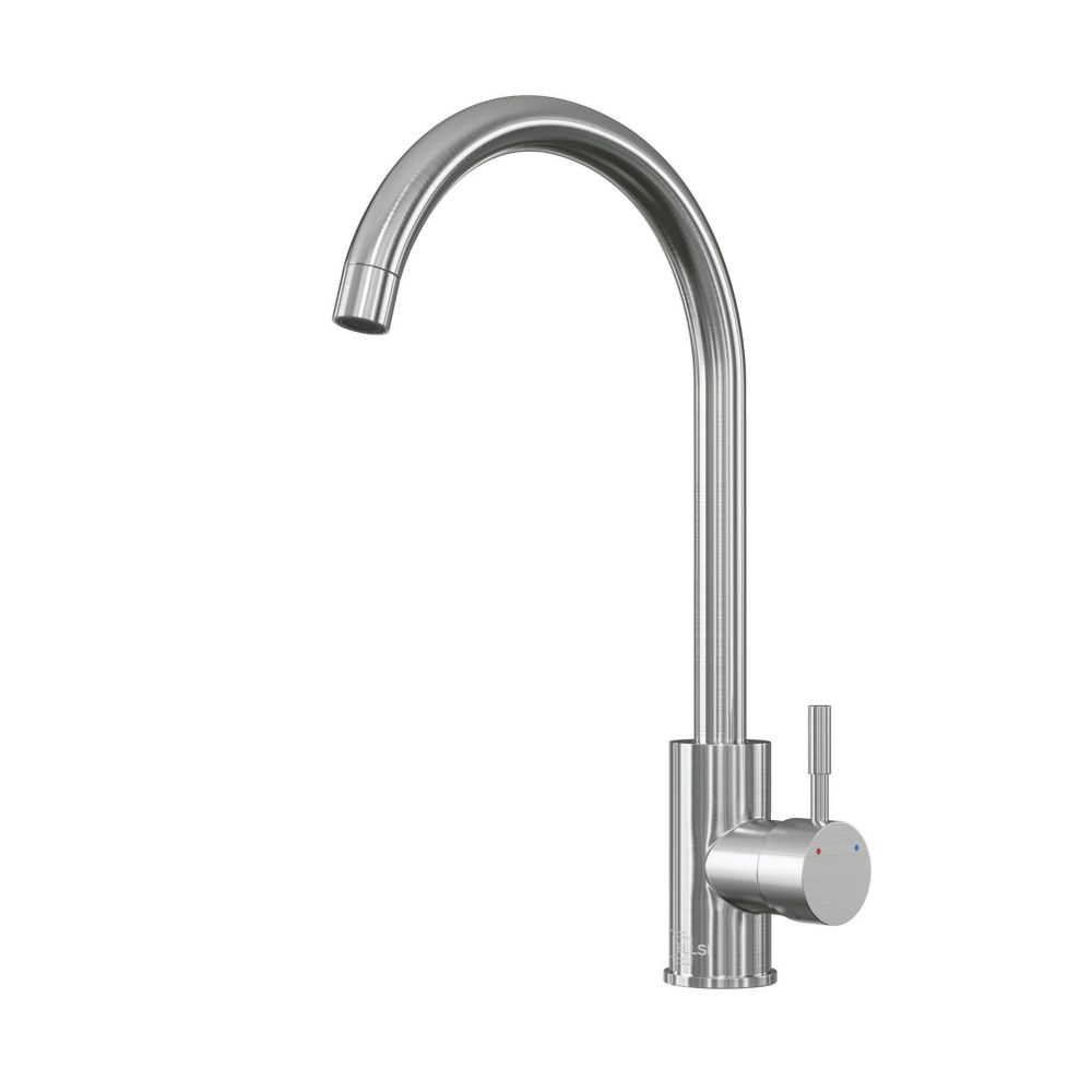 ETAL Tivoli Single Lever Kitchen Mixer Tap Brushed Steel Finish - Screwfix