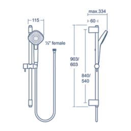 Ideal Standard Idealrain 3 Function Shower Kit Chrome - Screwfix