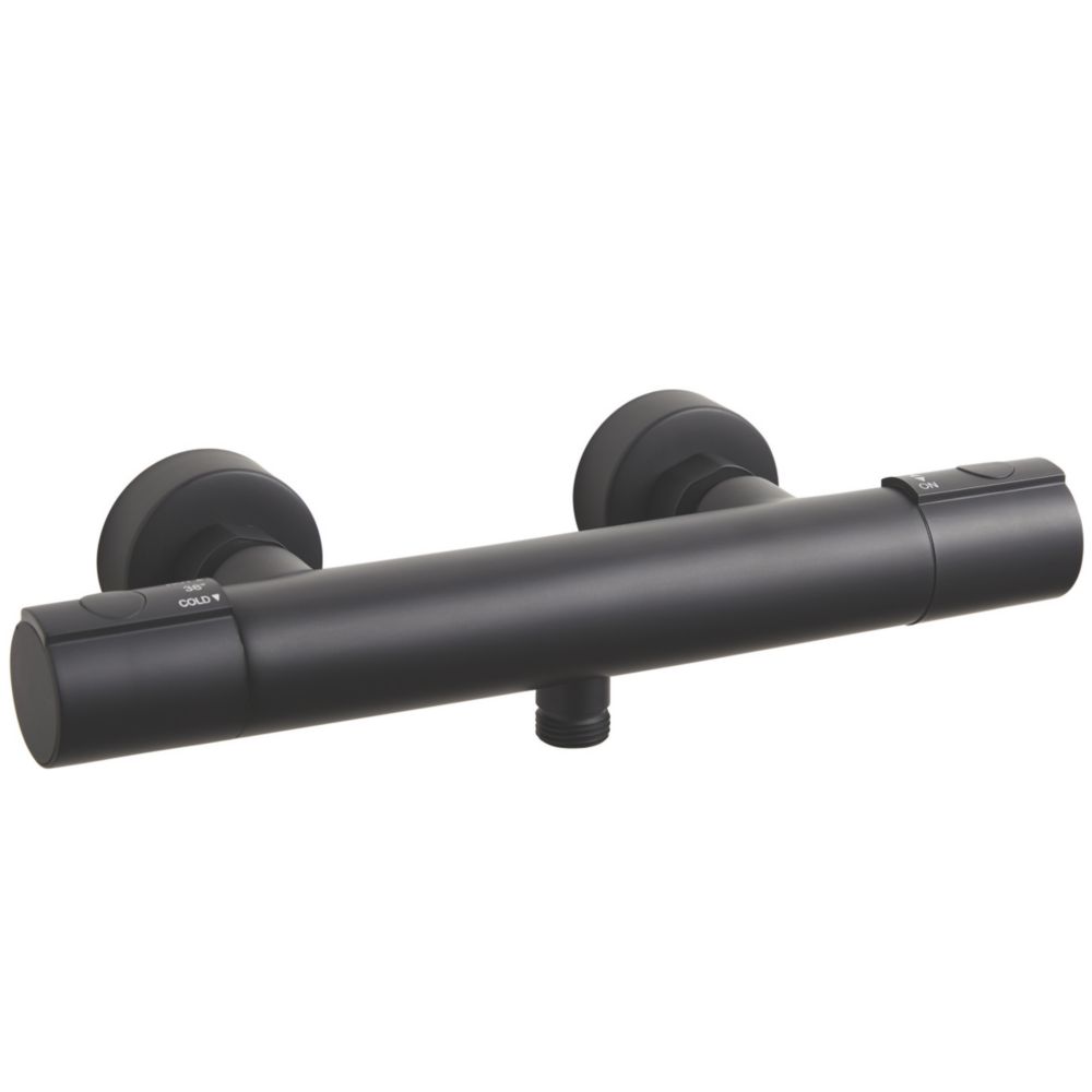 Highlife Bathrooms Argyll Exposed Single Outlet Thermostatic Matt Black ...