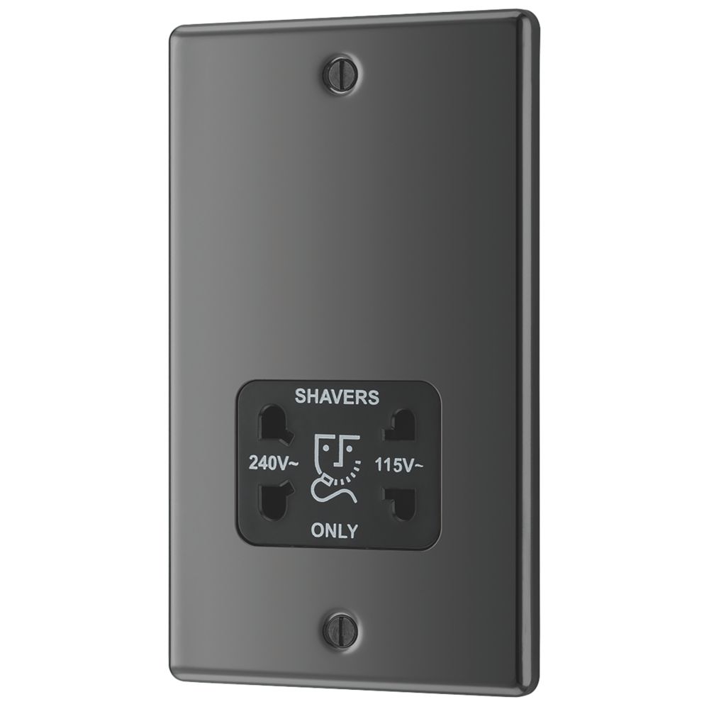 LAP 2-Gang Dual Voltage Shaver Socket 115 / 230V Black Nickel with ...