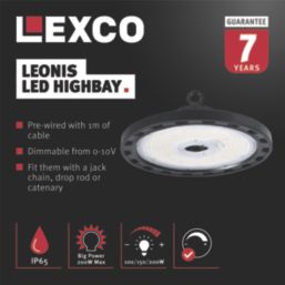Lexco Leonis LED High Bay Light Black 120-200W 19,200-32,000lm - Screwfix