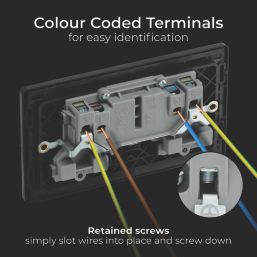 British General Evolve 13A 2-Gang SP Switched Socket Blue with Black ...