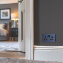 British General Evolve 13A 2-Gang SP Switched Socket Blue with Black ...