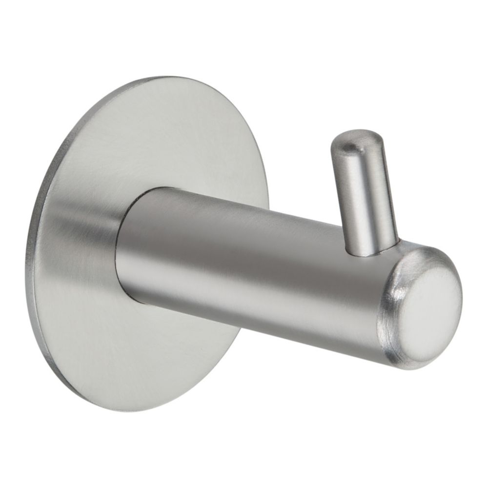 Essentials Pin Single Hook Satin Stainless Steel 40mm - Screwfix