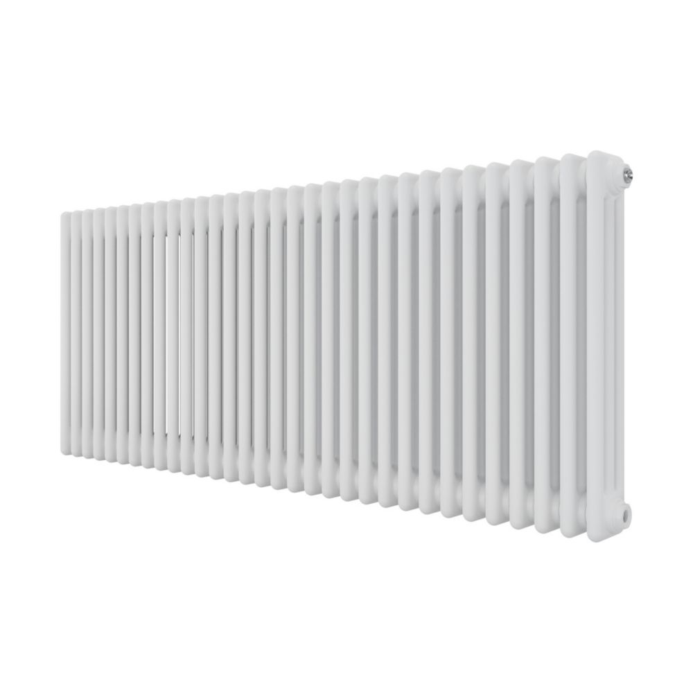 Azur 600mm x 1460mm 6351BTU White Horizontal 3 Column Radiator - Screwfix