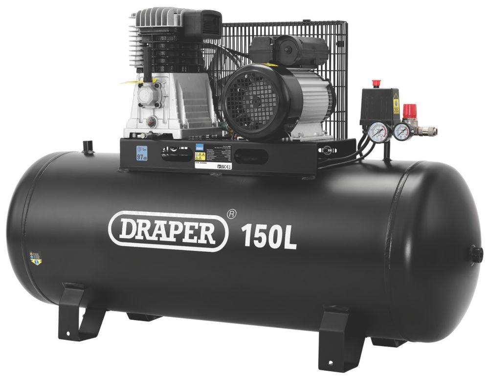 Draper 55304 150Ltr Brushless Electric Belt-Driven Air Compressor 230V ...