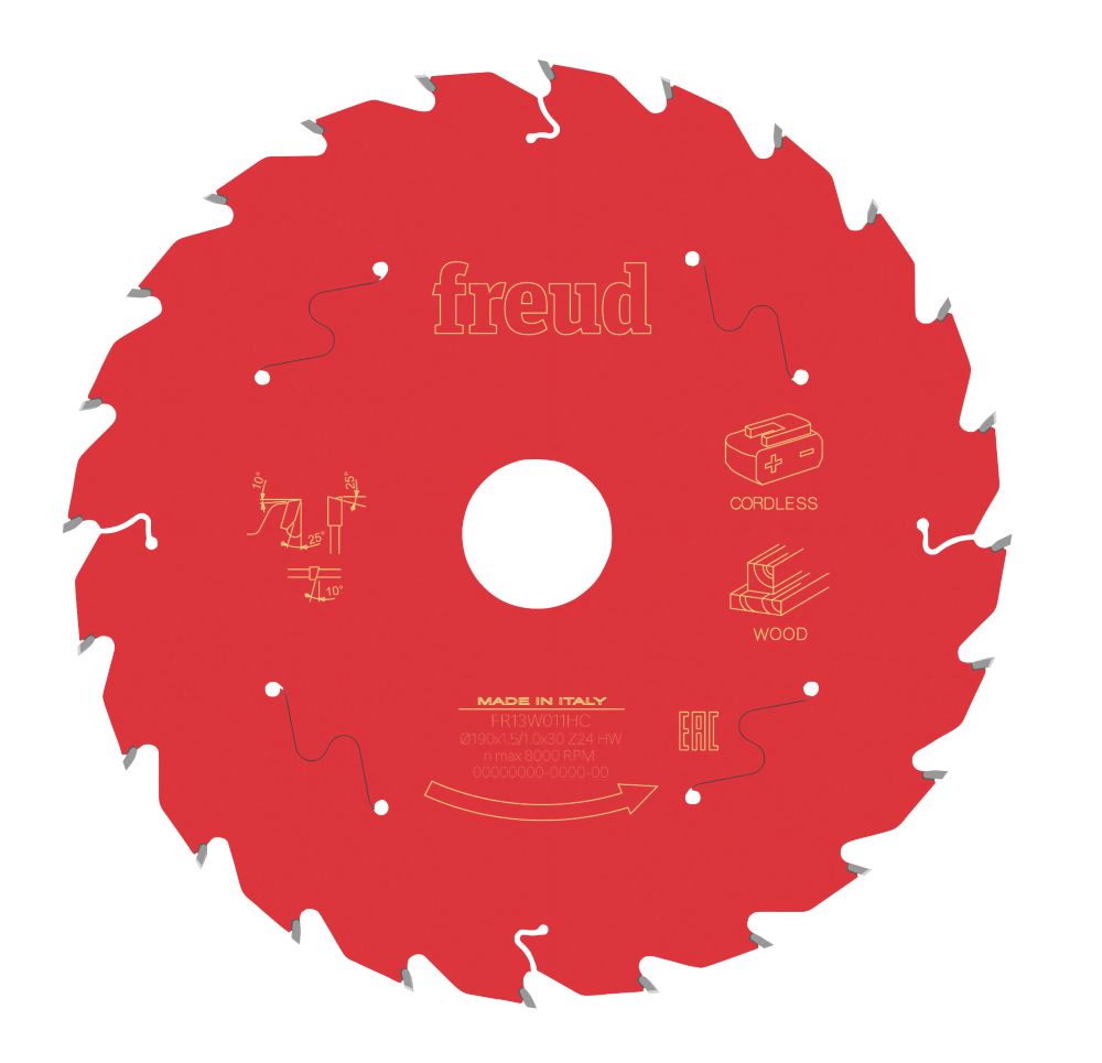 Freud Wood Circular Saw Blade 190mm x 30mm 24T - Screwfix