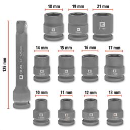 Einhell Square Shank Impact Socket Set 12 Pieces - Screwfix