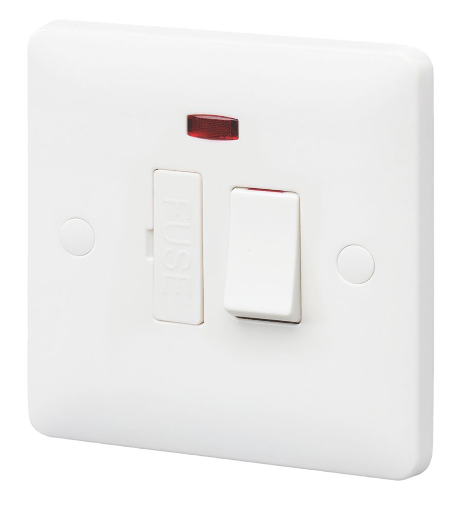 MK Base 13A Switched Fused Spur with Neon White - Screwfix