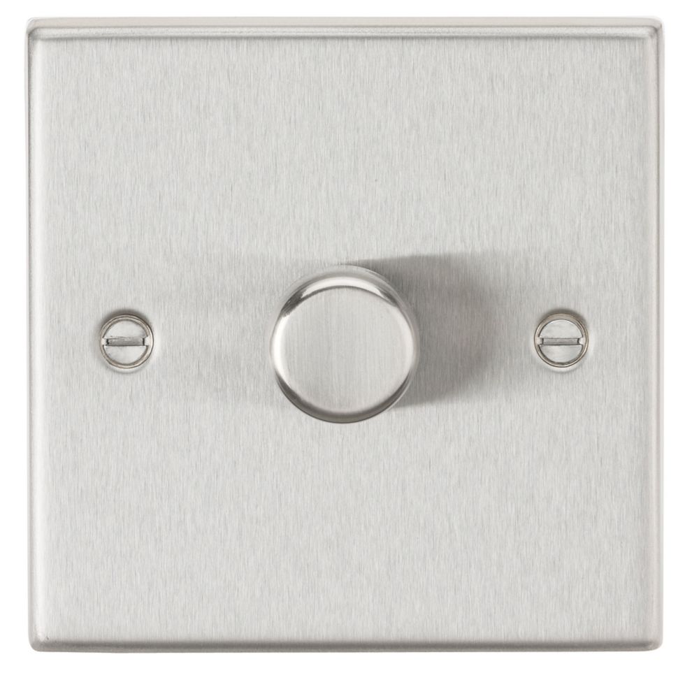 Knightsbridge 1-Gang 2-Way LED Dimmer Switch Brushed Chrome - Screwfix